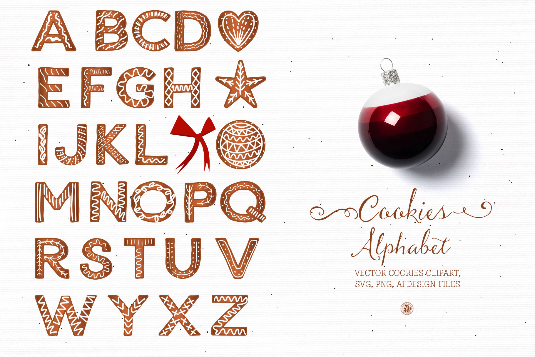30 Alphabet Clipart - Vector Christmas Cookies Alphabet, Stickers ...