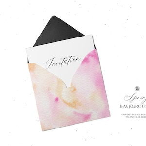 8 Spring Watercolor Backgrounds, Digital Hand Painted Spring Watercolor ...