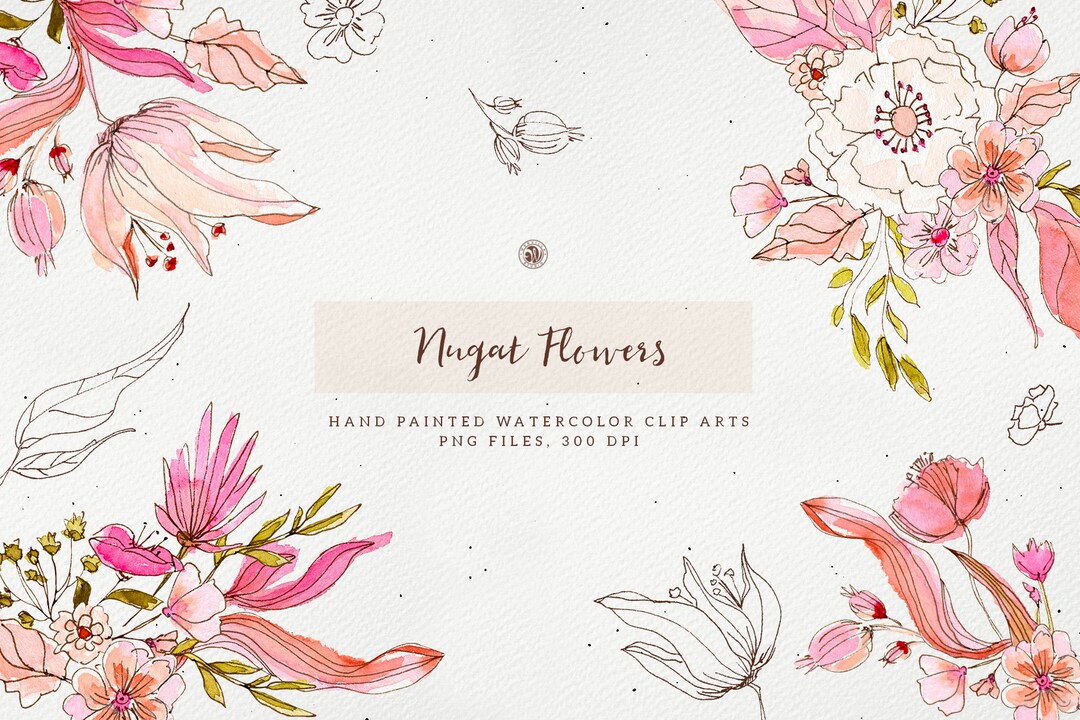 Watercolor Flower Clipart: Hand-painted Floral Bouquets (digital ...