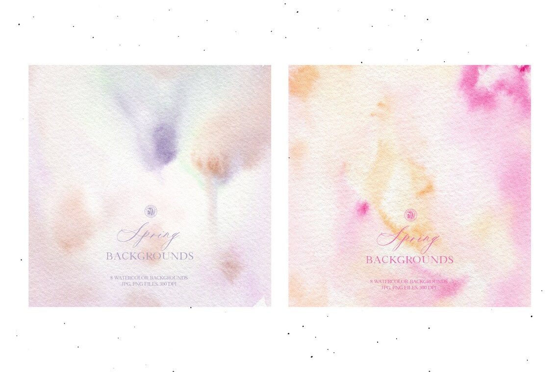 8 Spring Watercolor Backgrounds, Digital Hand Painted Spring Watercolor ...