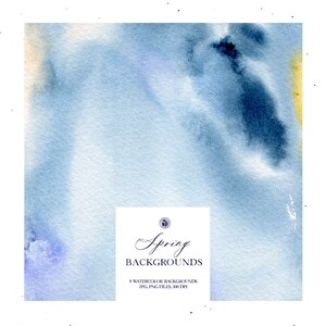 8 Spring Watercolor Backgrounds, Digital Hand Painted Spring Watercolor ...