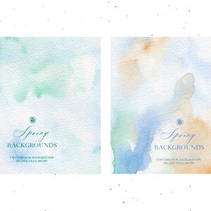 8 Spring Watercolor Backgrounds, Digital Hand Painted Spring Watercolor ...