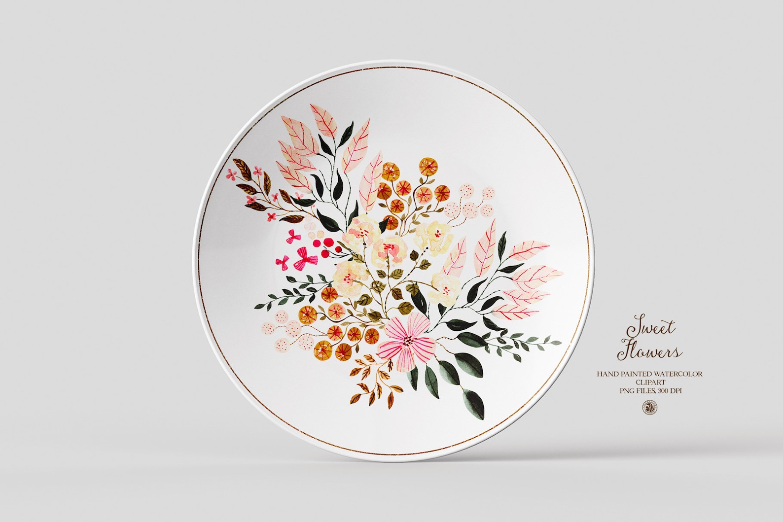 27 Watercolor Hand Painted Clipart, Floral Clipart, Digital Flowers for ...