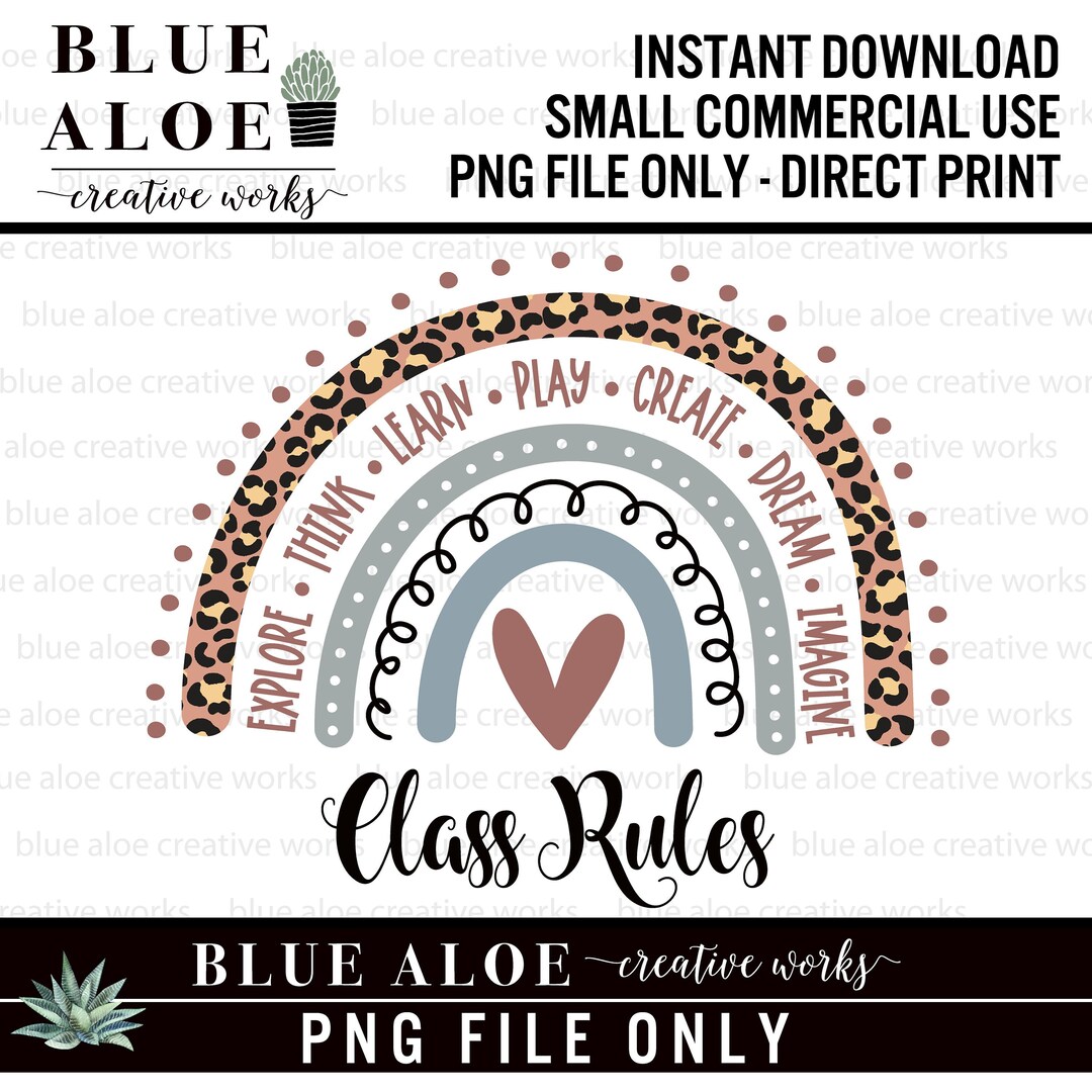 Boho Chic Class Rules Teacher Rainbow Png Sublimation File, Teacher Png ...