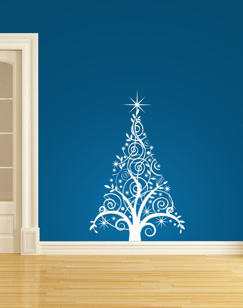 Christmas Tree Festive Design - Vinyl Transfer - Vinyl Decal - Wall ...