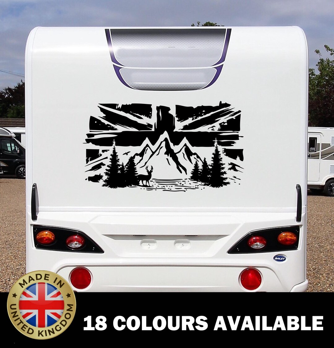 Union Jack Mountain Viny Decal Sticker Style Camper Van Motorhome UK ...