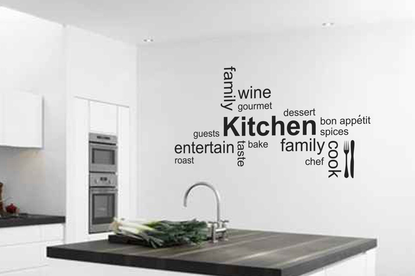 Kitchen Word Cloud - Wall Sticker - Contemporary - Vinyl Decal ...