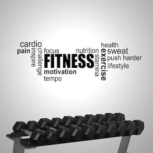 Fitness Word Cloud - Motivational - Wall Sticker - Contemporary - Vinyl ...