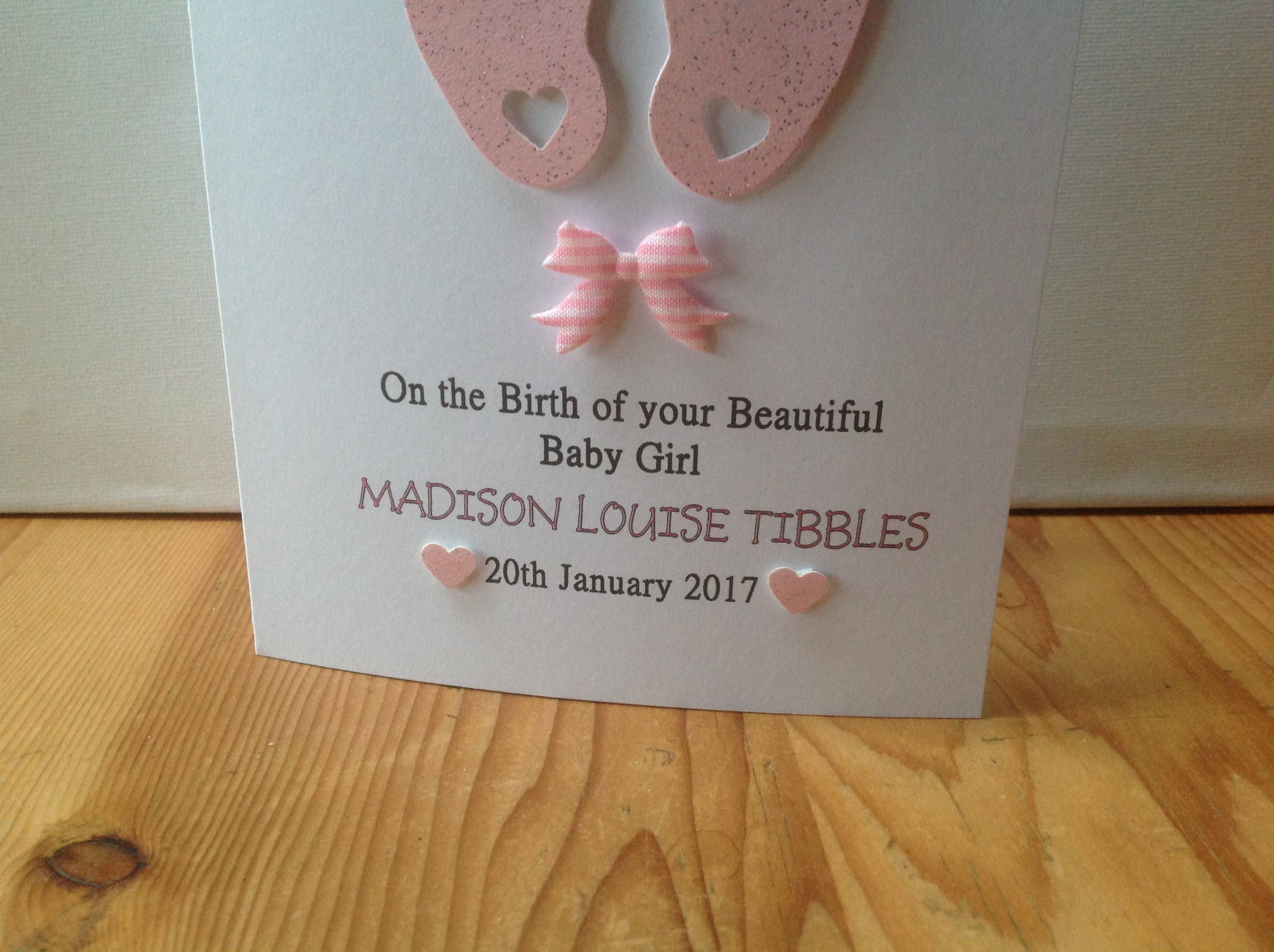 Handmade Personalised New Baby Girl Card Personalised With - Etsy UK