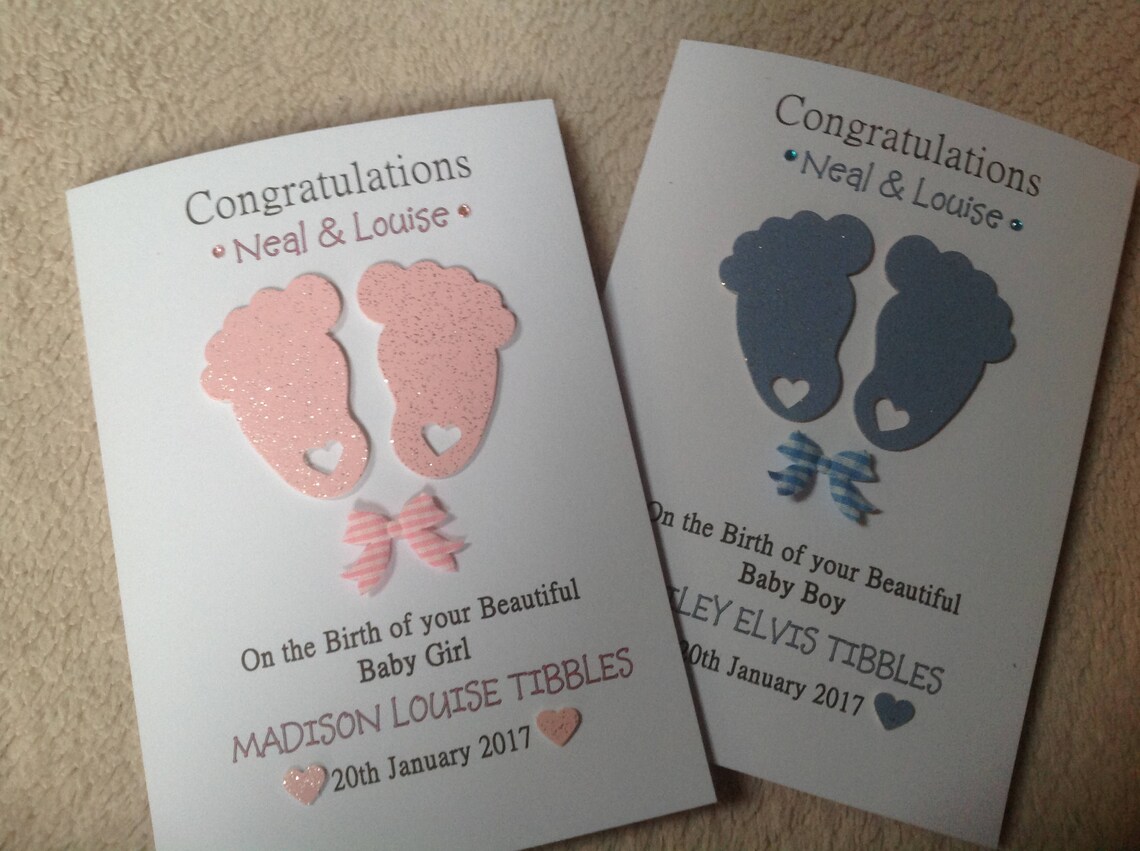 Handmade Personalised New Baby Girl Card Personalised With - Etsy UK