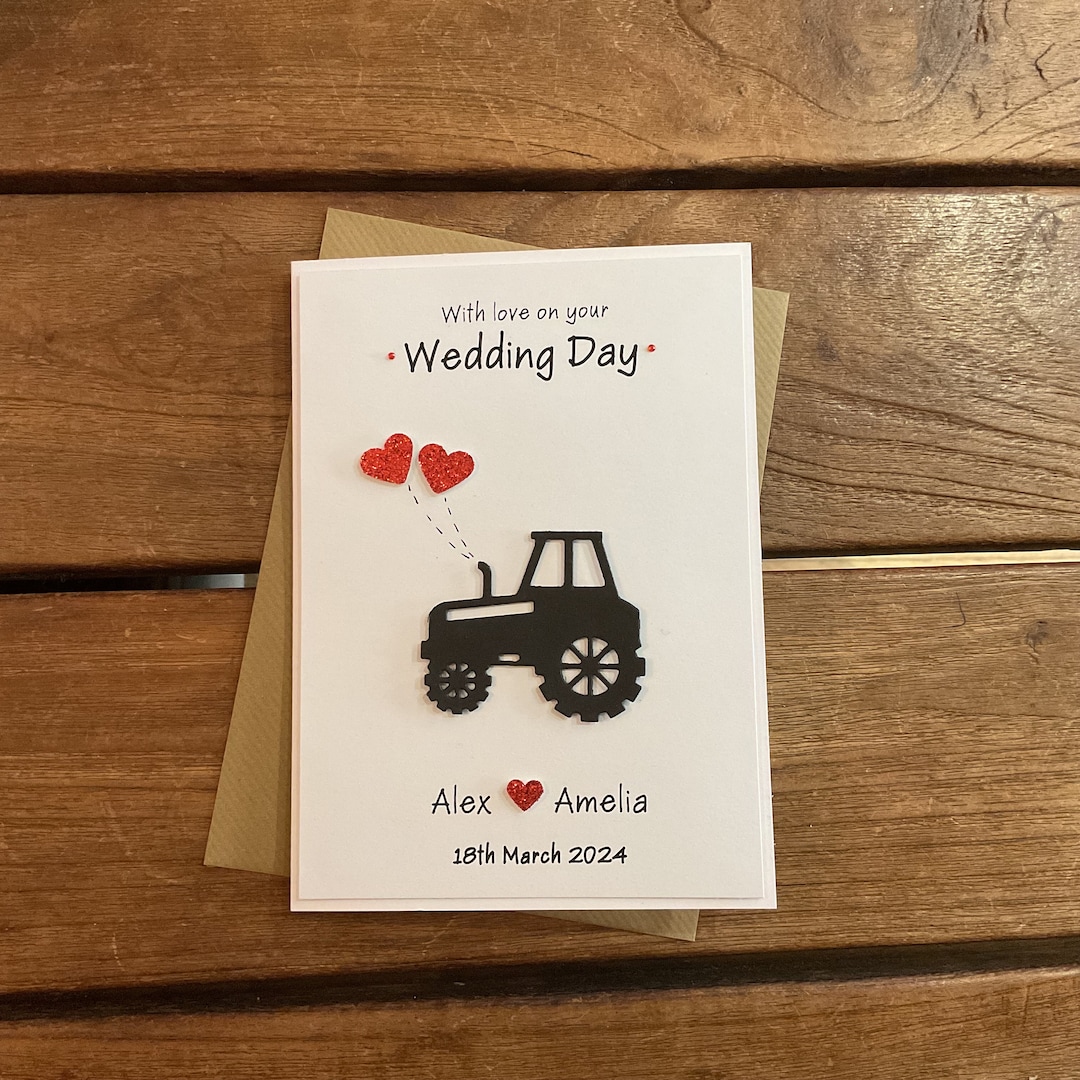 Handmade Personalised Tractor Wedding Card Congratulations Country ...