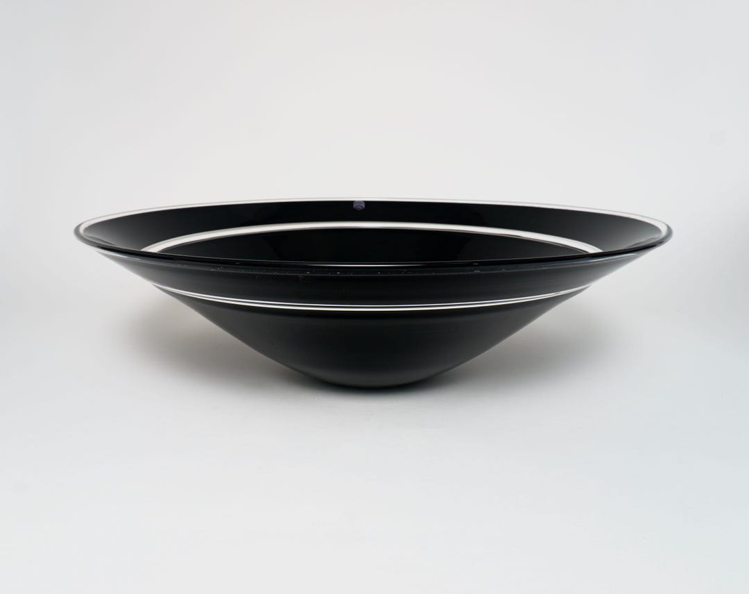 Huge Vintage Cenedese Murano Glass Black Incalmo Centrepiece Bowl With ...