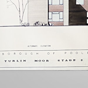 XL 1960s British Terrace House Hand-coloured Architectural Drawing ...
