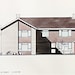 XL 1960s British Terrace House Hand-coloured Architectural Drawing ...