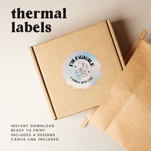 Fragile Thermal Label Bundle, Thermal Printer Stickers, Shipping ...