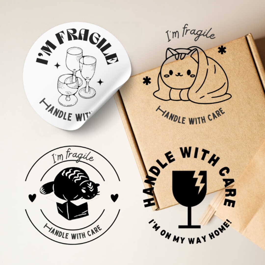 Fragile Thermal Label Bundle, Thermal Printer Stickers, Shipping ...