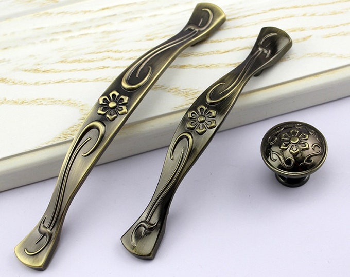 Antique Black Metal Furniture Handle, Vintage Dresser Drawer Pulls ...