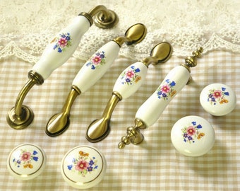 White Ceramic Dresser Knobs Pulls Drawer Pull Handles Knobs Gold Silver Kitchen Cabinet Door ...