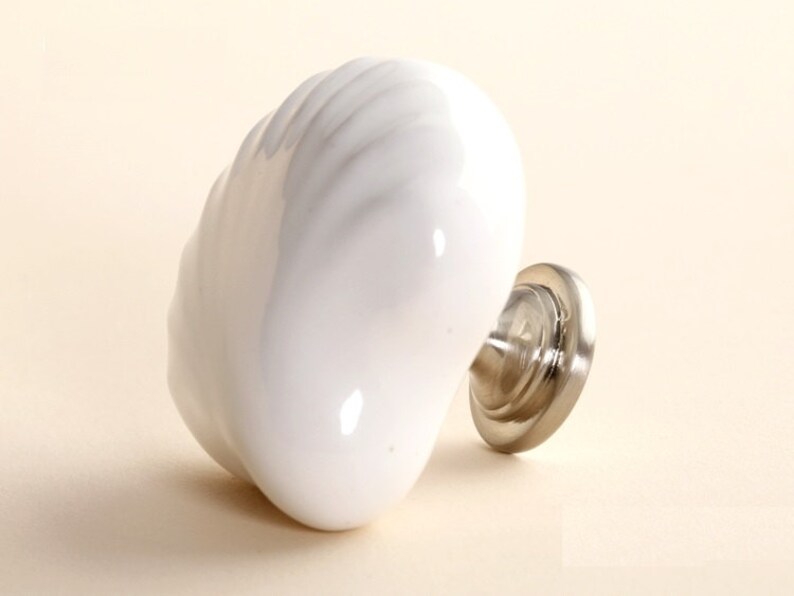 Large Drawer Knobs Shell Dresser Knobs Pulls White Ceramic - Etsy