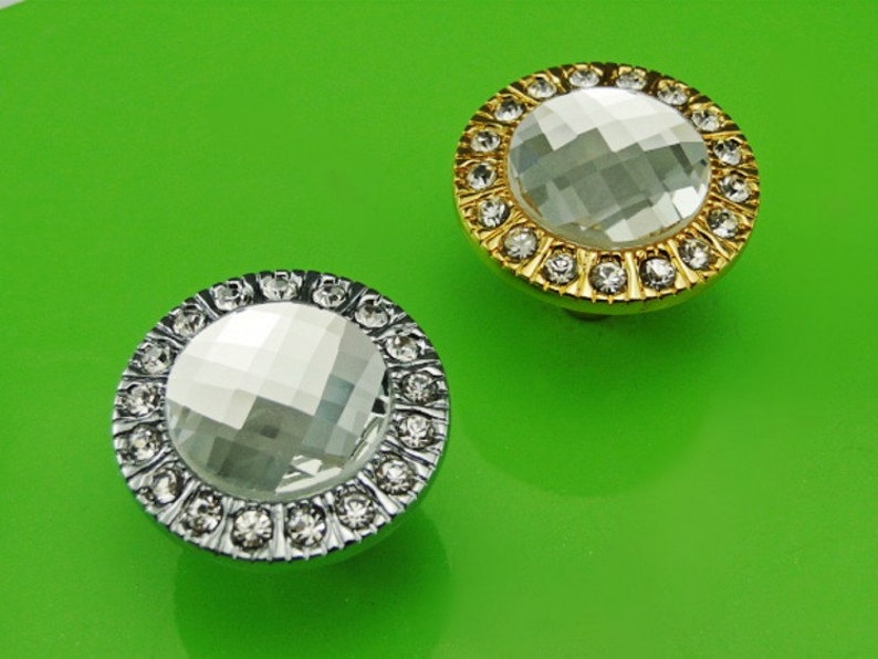 Glass Crystal Dresser Drawer Knobs Pulls Handles Gold Silver - Etsy