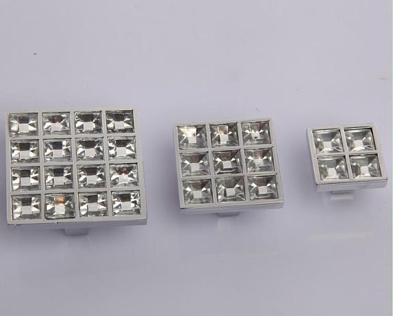 Crystal Knob Glass Knobs Dresser Knob Clear Square Drawer | Etsy