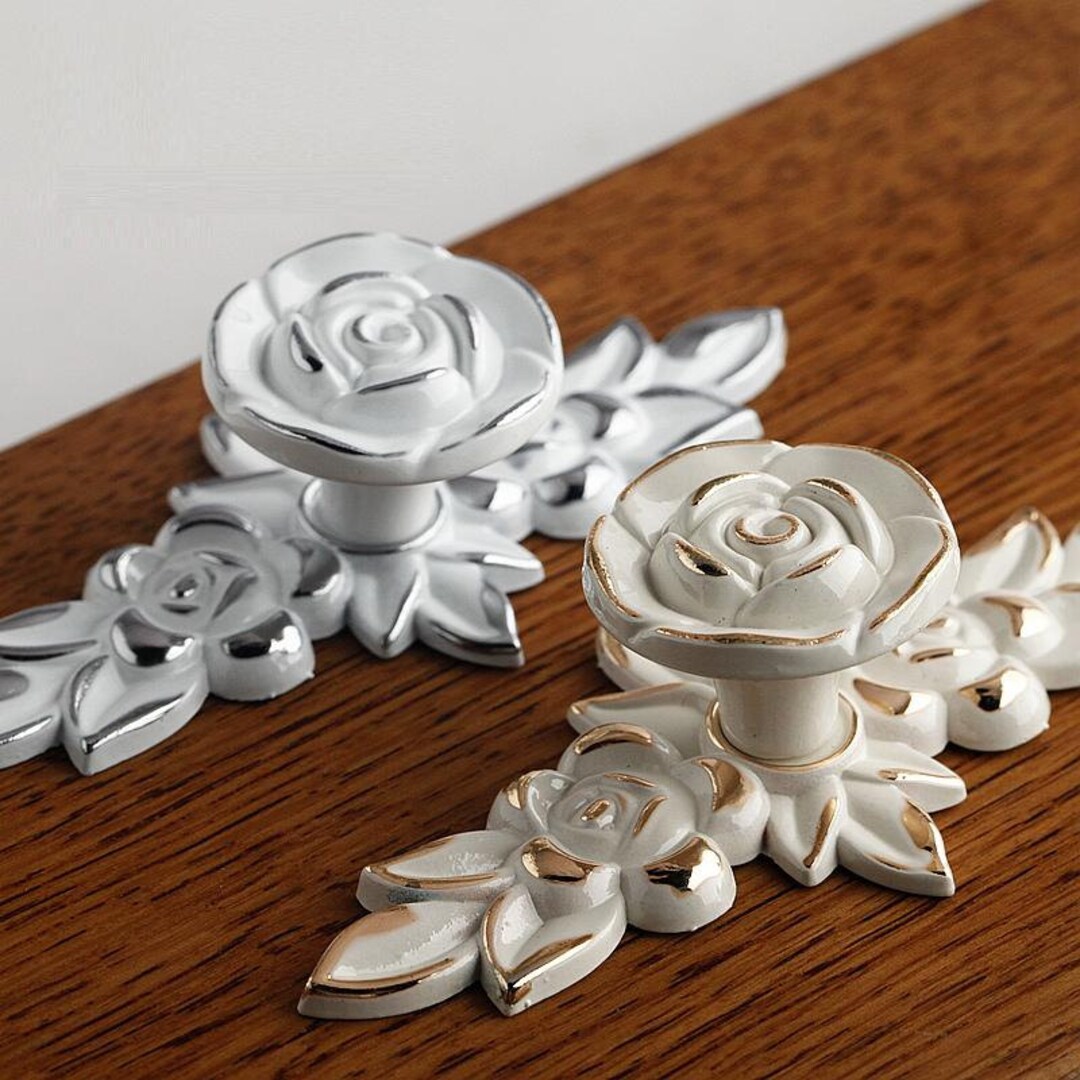 Drawer Pulls Handles Kitchen Cabinet Knob Pull Handles Rose Flower ...