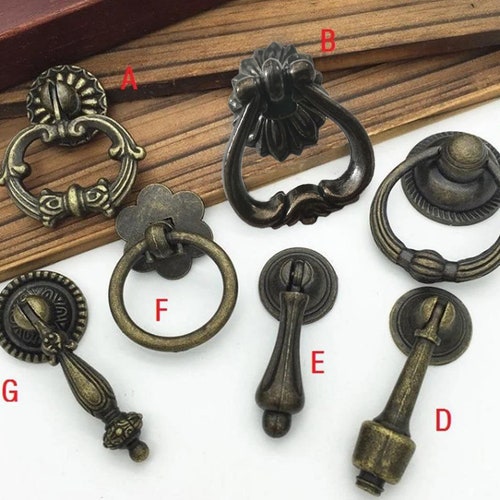 Vintage Look Dresser Drawer Pulls Handles Knobs Ring Drop Pull - Etsy