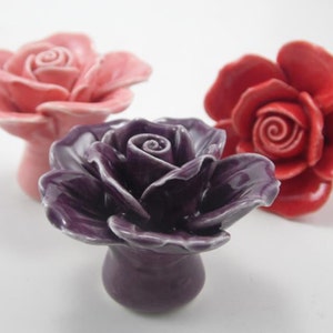 Pink Knobs Rose Flower Handles Pulls / Chic Dresser Knobs/ceramic Drawer Knobs Pulls Handles ...