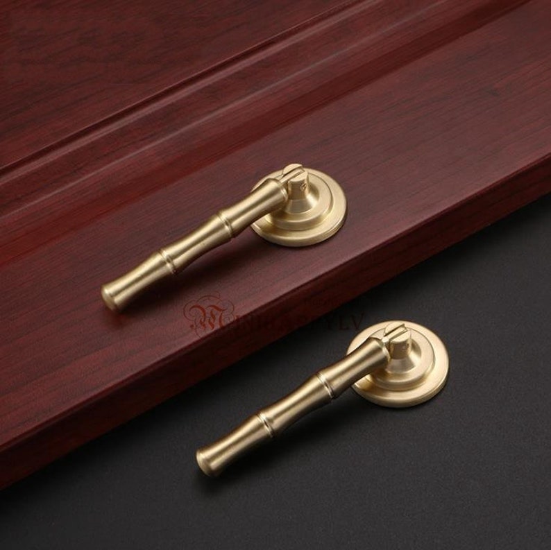Bamboo-joint Drop Pendant Knobs Brushed Brass Gold Cabinet | Etsy