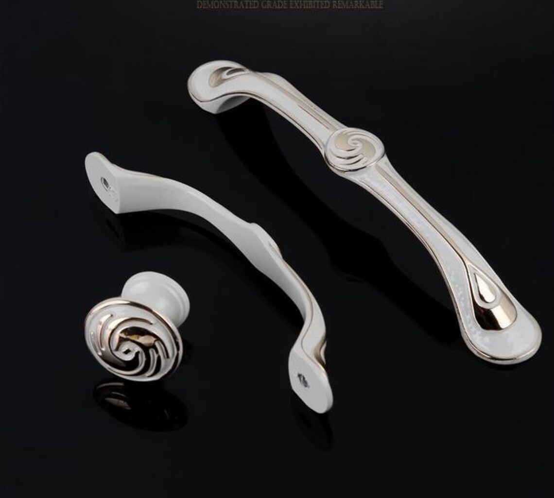 White Gold Drawer Pulls Handles Dresser Pulls Unique - Etsy