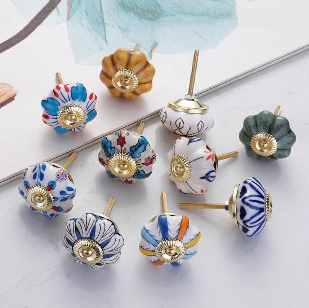 Colorful Knobs Ceramic Knobs Pull Pumpkin Drawer Pulls Handles Knobs Kitchen Cabinet Knobs ...