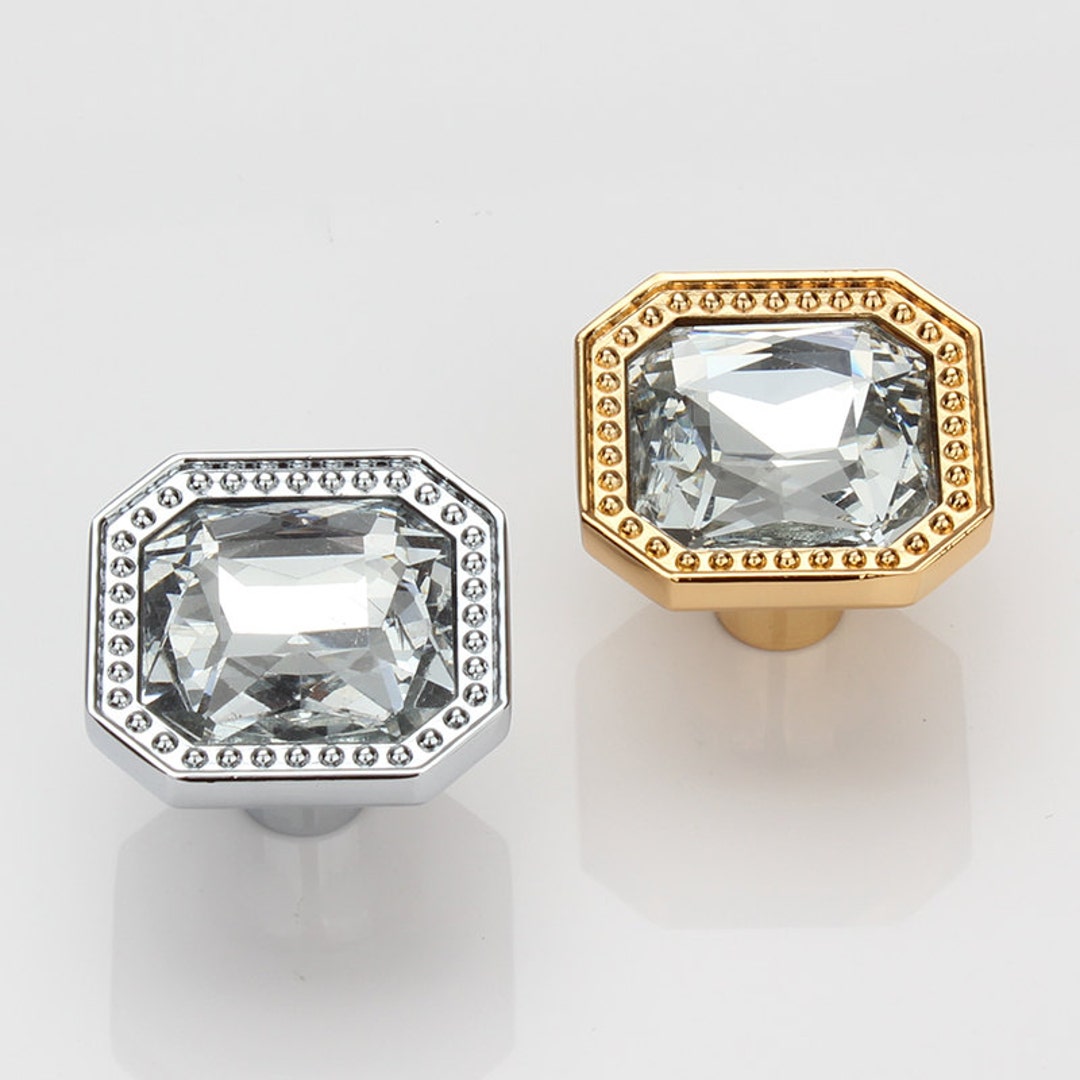 Sparkle Glass Knobs / Crystal Dresser Drawer Knobs Pulls Handles Gold ...