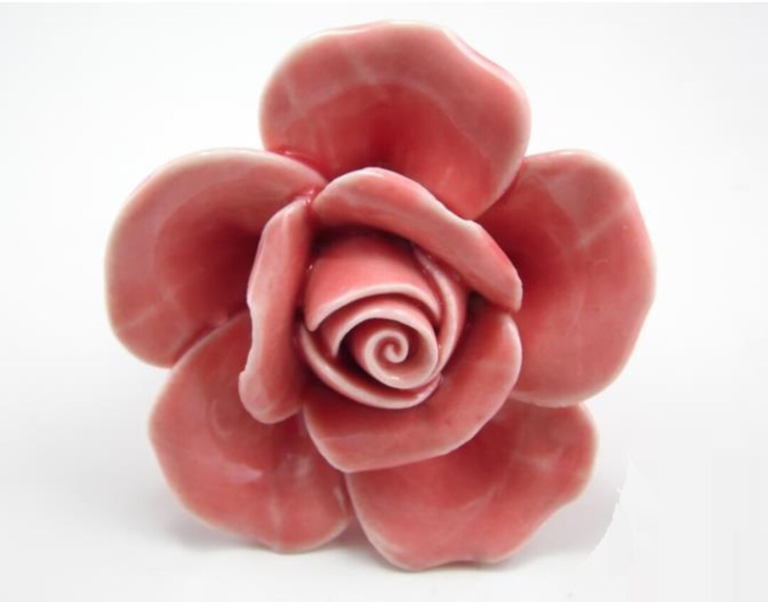 Pink Knobs Rose Flower Handles Pulls / Chic Dresser Knobs/ceramic ...