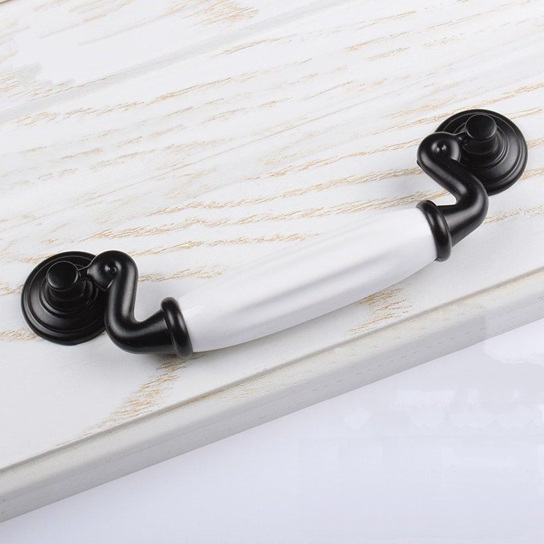 Drop Bail Pulls Drawer Pulls Handles Knobs Ceramic White Black Dresser ...