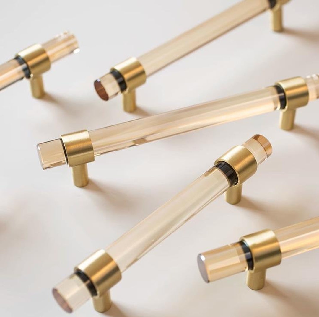 Champagne Acrylic Drawer Pulls Handles Dresser Pulls Handles Kitchen ...