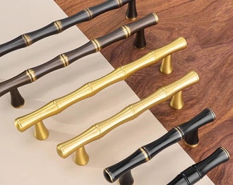 Solid Brass Bamboo Cabinet Pulls Drawer Handles - Etsy