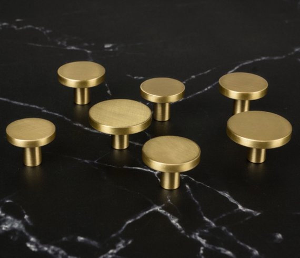 Round Brass Knobs Small Drawer Knobs Pulls Handles Cabinet - Etsy UK