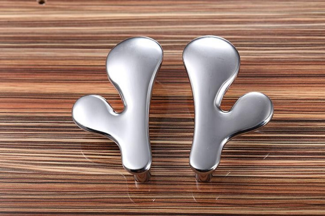 2.5" Unique Cabinet Pulls Handles Bright Silver Chrome Symmetry Dresser ...