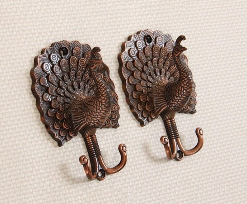 Peacock Hooks Decorative Wall Hook Metal Wall Hooks / Red | Etsy