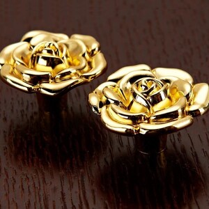 Drawer Knobs Pulls Dresser Knobs Pull Handles Gold Rose Flower Knobs ...