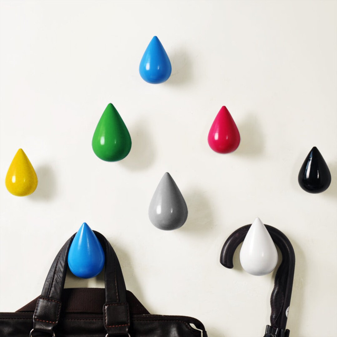 Colorful Hooks Water Drop Decorative Hooks / Wood Coat Hangers - Etsy UK