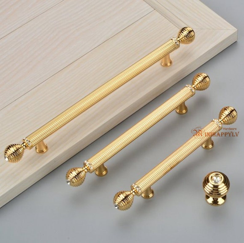 3.78'' 5'' 7.56'' Gold Crystal Handles - Etsy