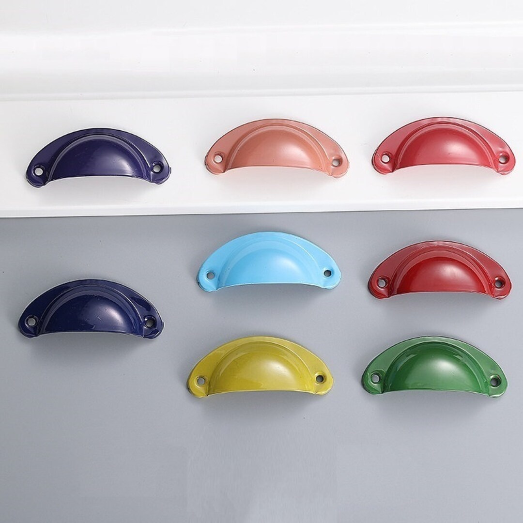 2.5" Cup Drawer Pulls Handles Multi-colored Shell Dresser Pulls Handles ...