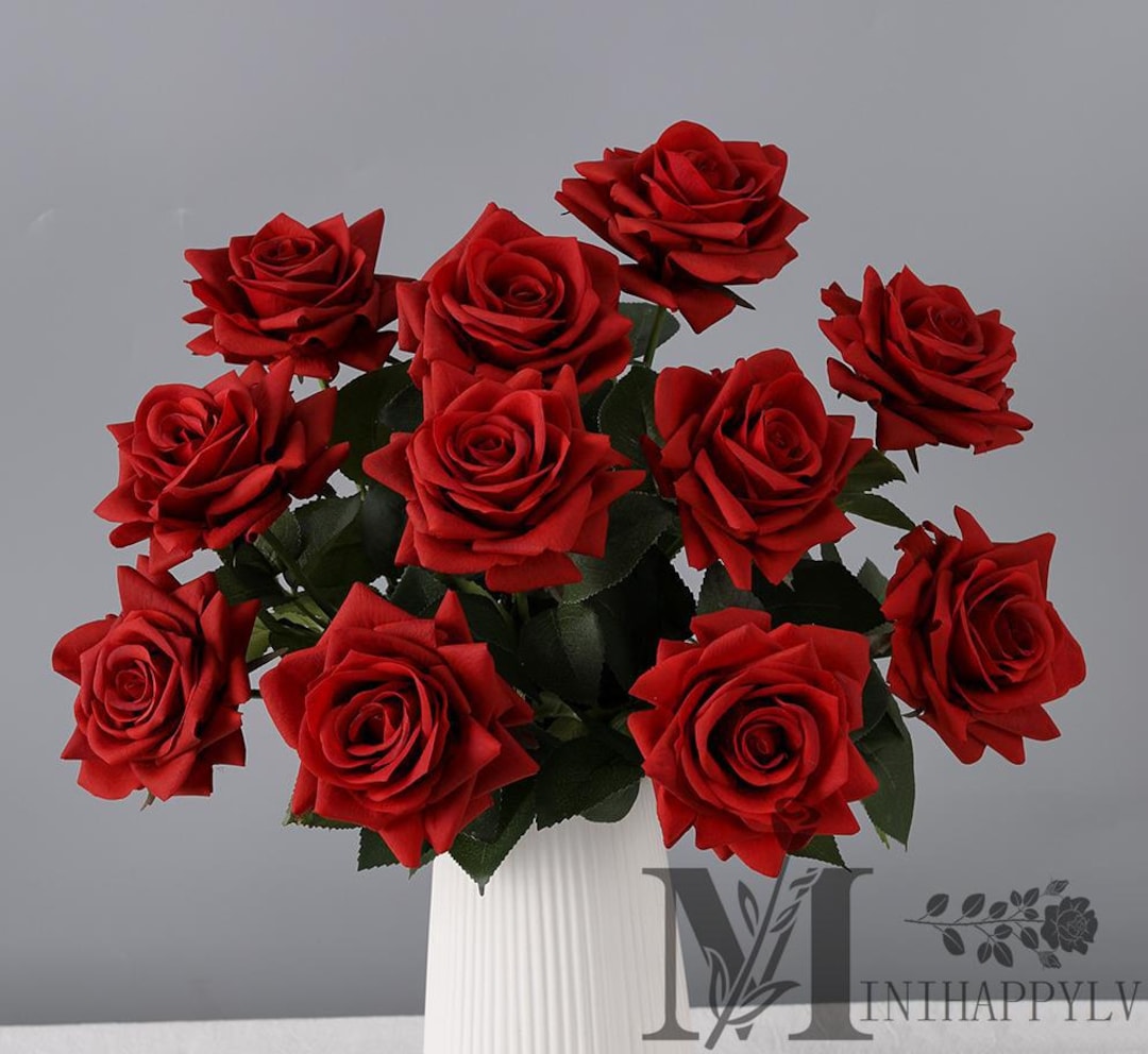 Real Touch Red Rose, Soft Artificial Flower Stem, DIY Floral Decor - Etsy