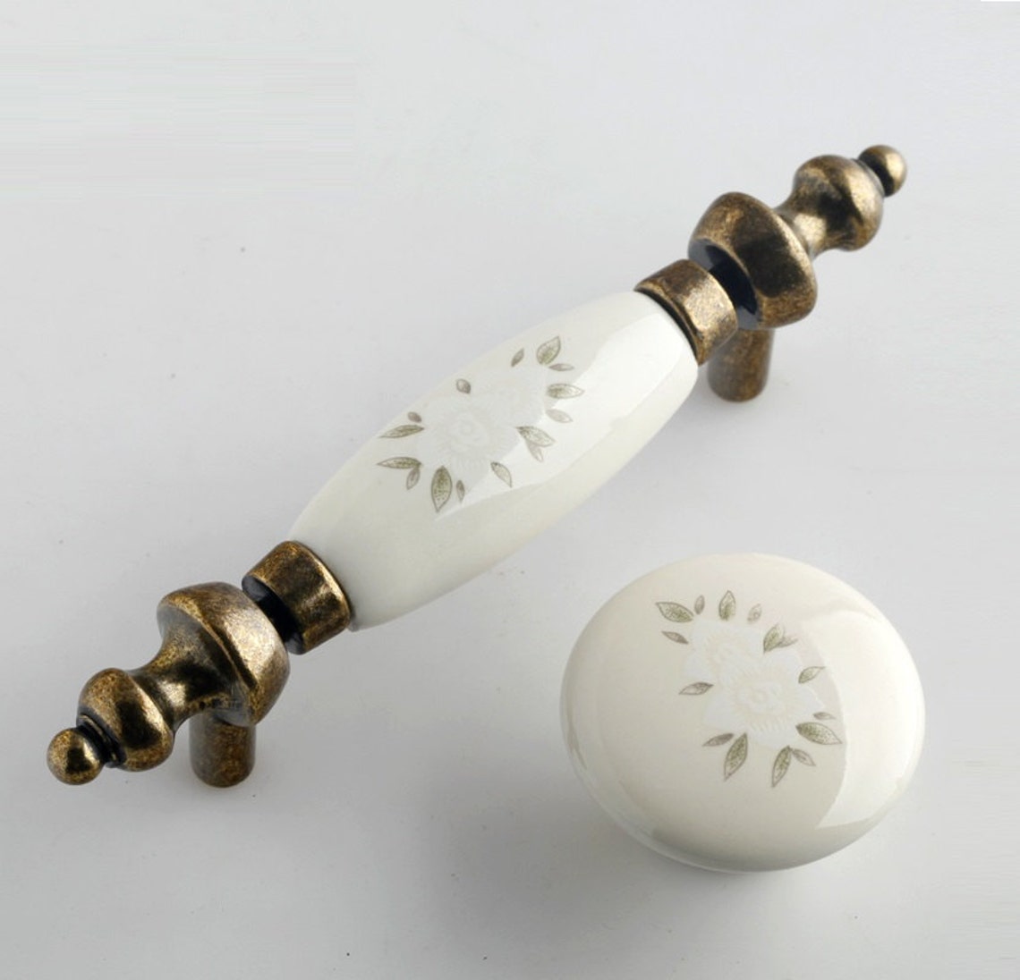 3 Dresser Knobs Pulls Ceramic Drawer Pulls Handles - Etsy