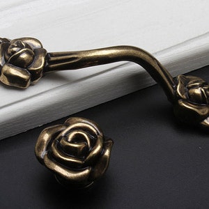 3.78"rose Flower Dresser Knobs Pulls Drawer Knobs Pulls Handles Antique ...