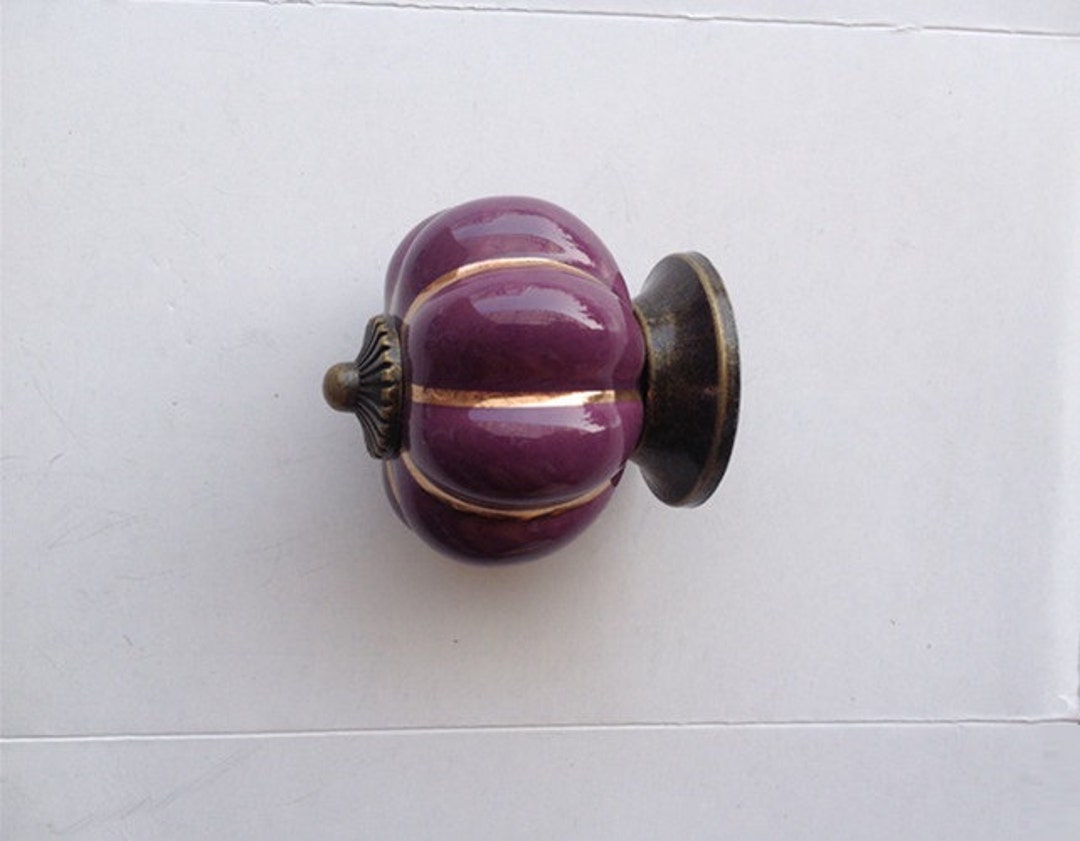 Purple Cabinet Knobs Pumpkin Knobs Kitchen Dresser Knob Drawer Pulls ...
