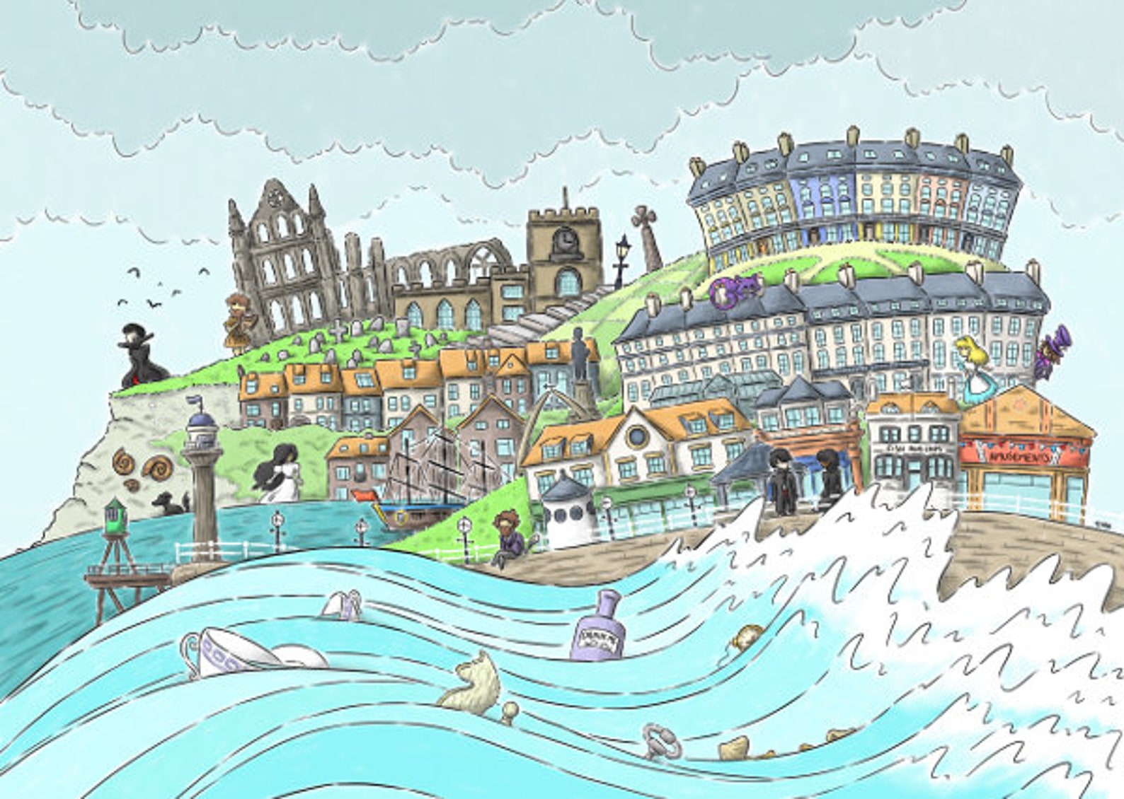 Washed up in Whitby Art Print Writers Poets and Jet From - Etsy