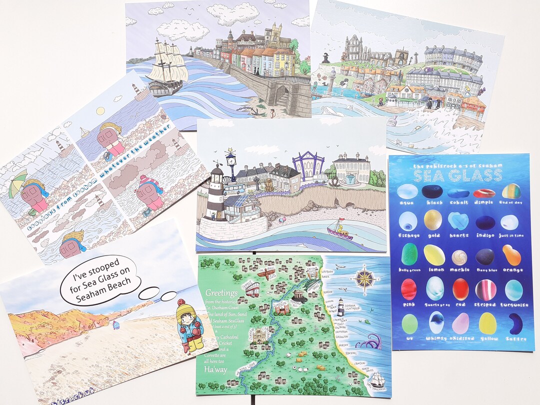 Set of 8 Frameable Postcards Sights of Seaham Historic Hartlepool ...