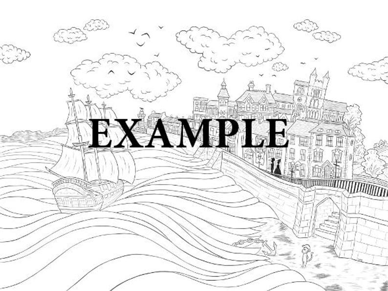 Set of Three A3 Colouring Posters Seaham Hartlepool Whitby - Etsy